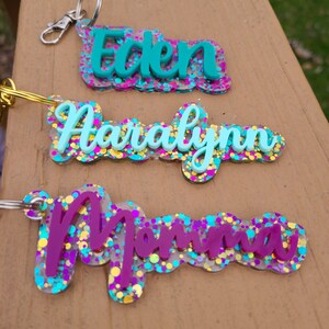 Glitter Name Keychain | Acrylic Tag | Personalized Name Clip | Backpack ...