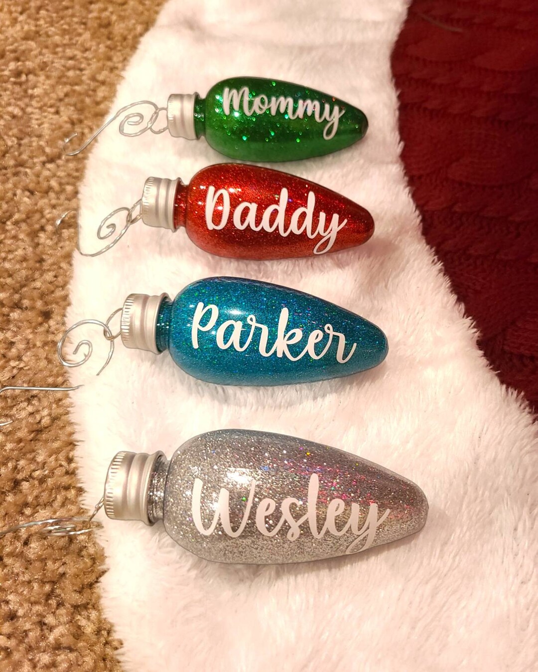 Personalized Lightbulb Christmas Ornaments | Name Ornaments | Christmas ...