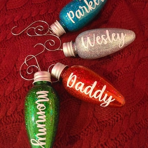 Personalized Lightbulb Christmas Ornaments | Name Ornaments | Christmas ...