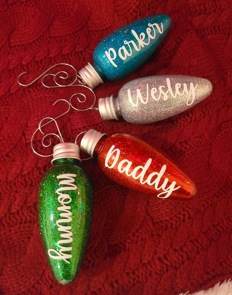 Personalized Lightbulb Christmas Ornaments Name Ornaments - Etsy