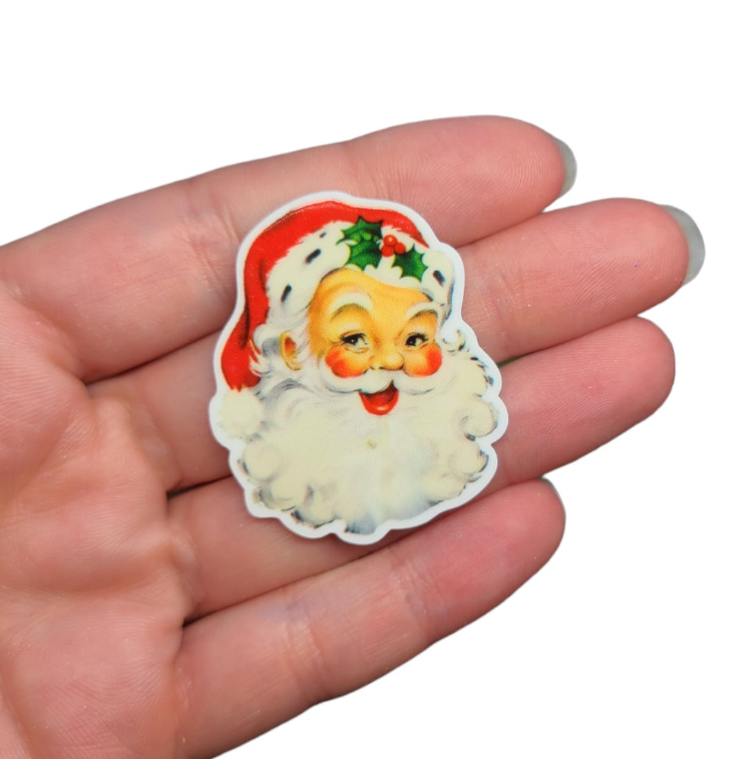 Santa Face Planar Resin | Jolly Santa Claus | Holiday Resin Flatback ...