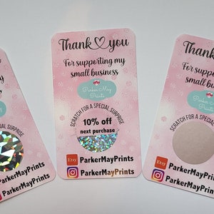 Pink Scratch off Cards | Business Scratch Offs | Thank You | Customer ...