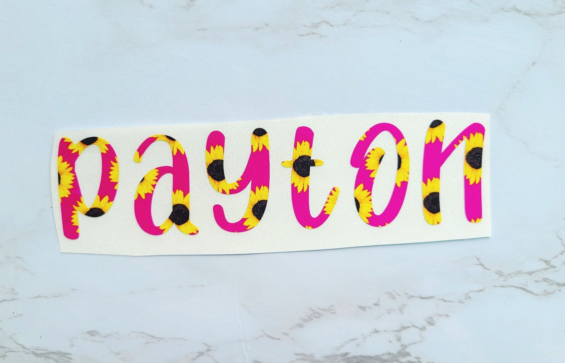 SUNFLOWER NAME DECAL With Pink Background | Sunflower Sticker ...