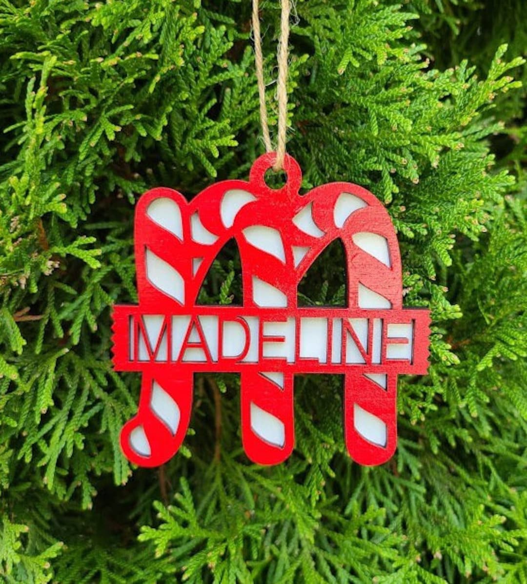 Personalized Candy Cane Initial and Name Ornament | Candy Cane Ornament ...