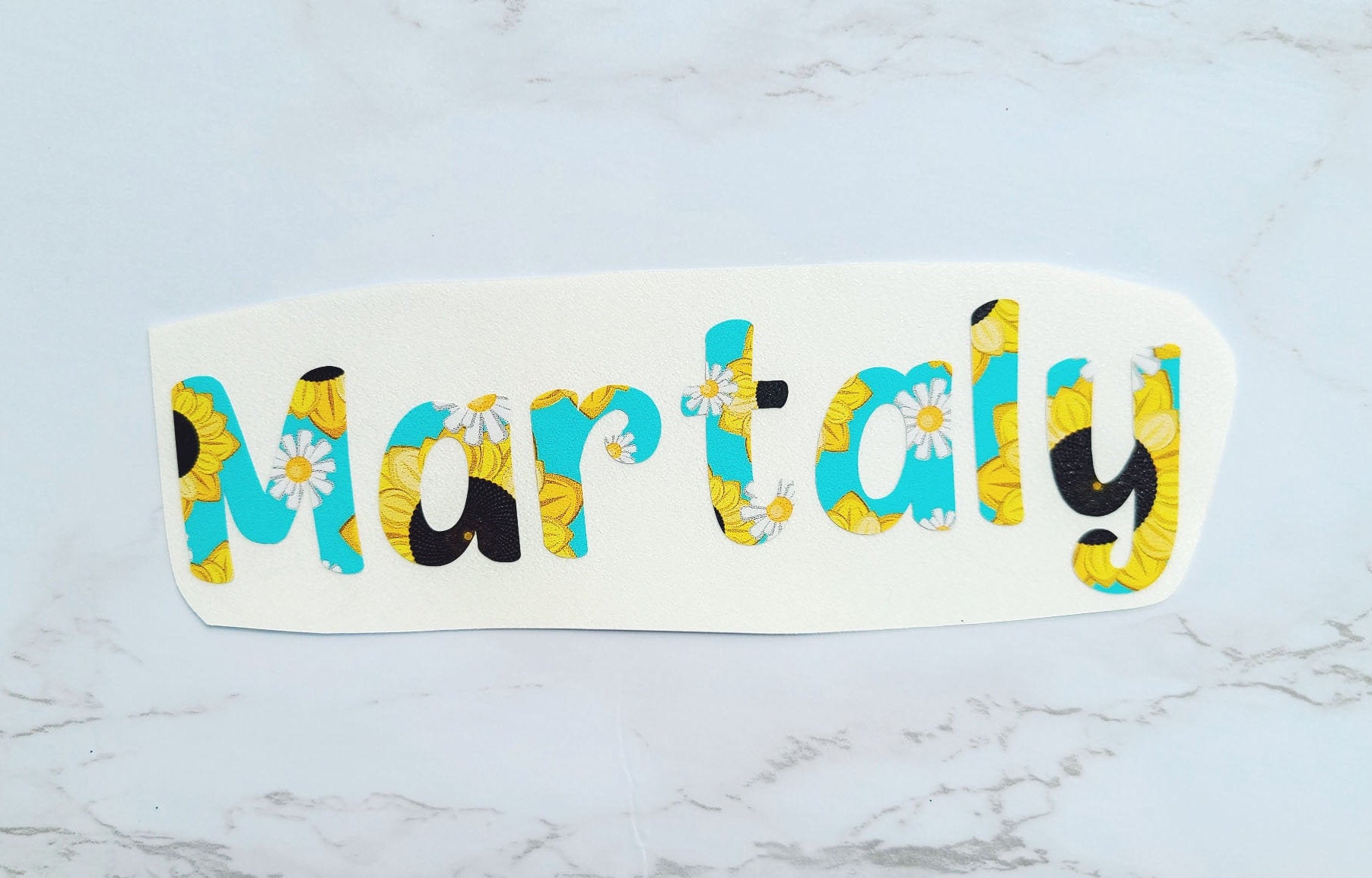 SUNFLOWER NAME DECAL With Teal Background | Sunflower Sticker ...