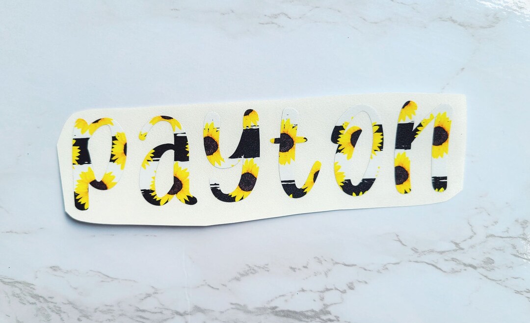 SUNFLOWER NAME DECAL With Black & White Background | Sunflower Sticker ...