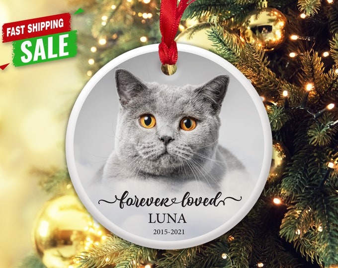 Personalized Photo Cat Memorial Ornament | Pet Memorial Ornament ...