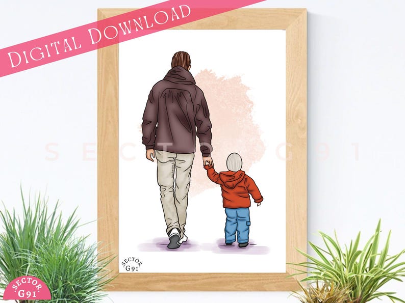 Father Son Illustration Family Portrait Sketch Best Daddy Ever ...