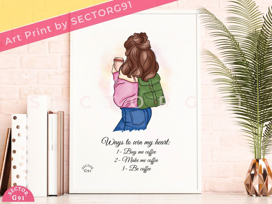 Coffee Lover Girl Friend Fashion Illustration Caffeine Addict Woman ...