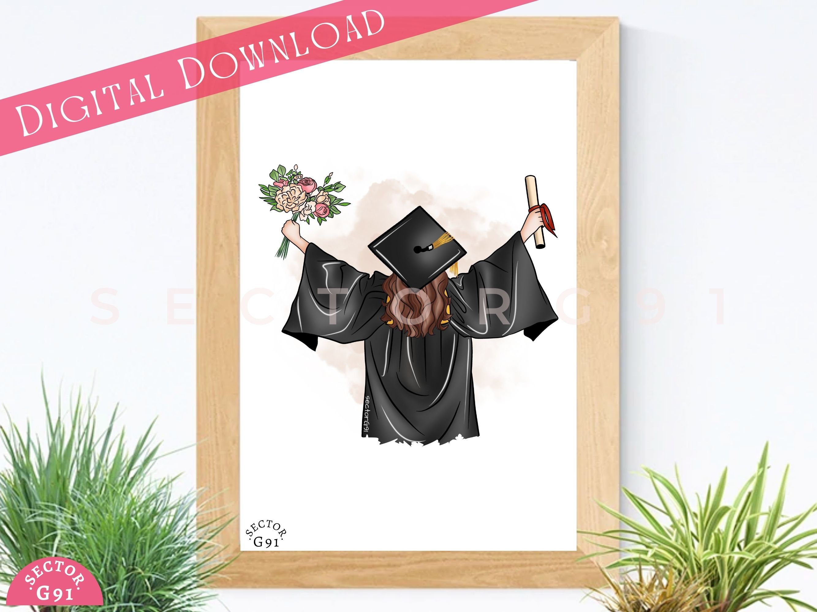 Graduation Girl Fashion Illustration Grad Ceremony Gift Sketch ...