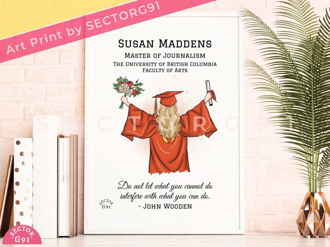 Journalism Art Degree Graduation Girl Fashion Sketch Customized ...