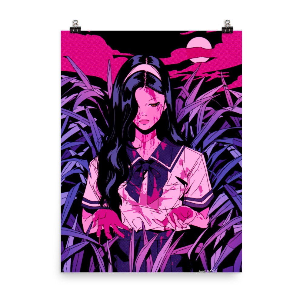Full Moon Anime Girl Poster - Etsy