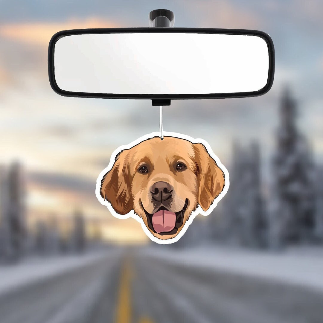 Golden Retriever Dog Car Air Freshener, Rear View Mirror Accessory ...