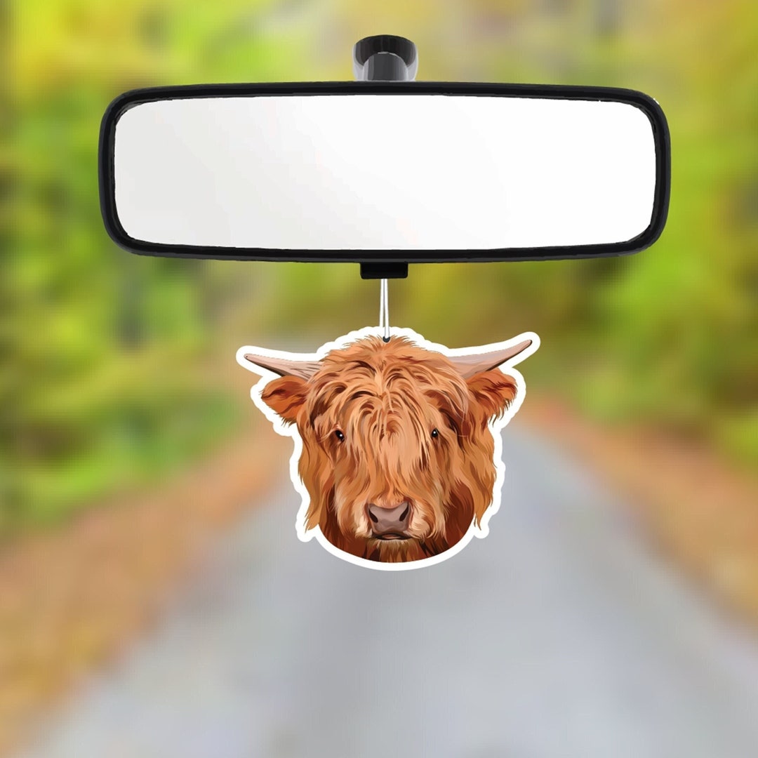 Highland Cow Car Air Freshener, Rear View Mirror Accessory, Cute ...