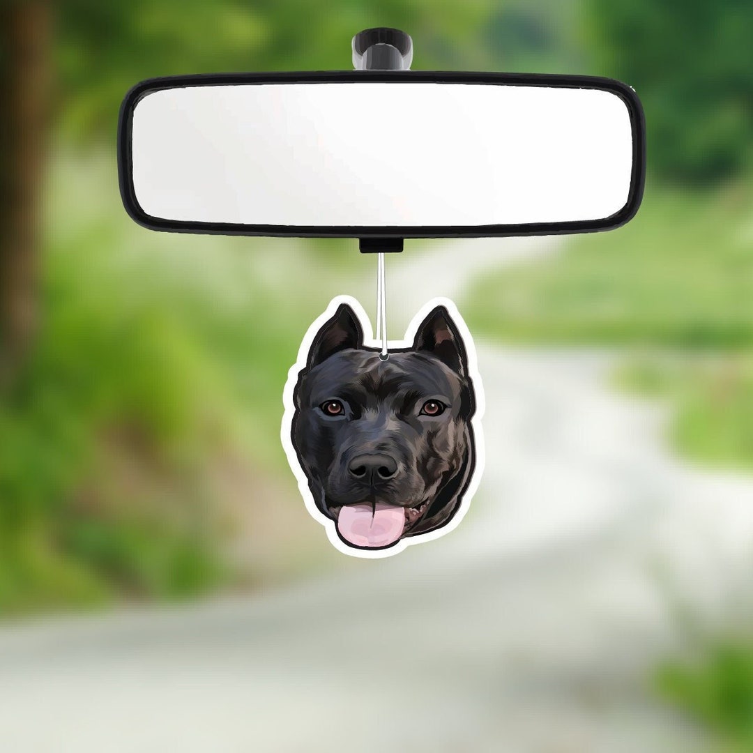 Pitbull Dog Car Air Freshener, American Black, Rear View Mirror Hanging ...