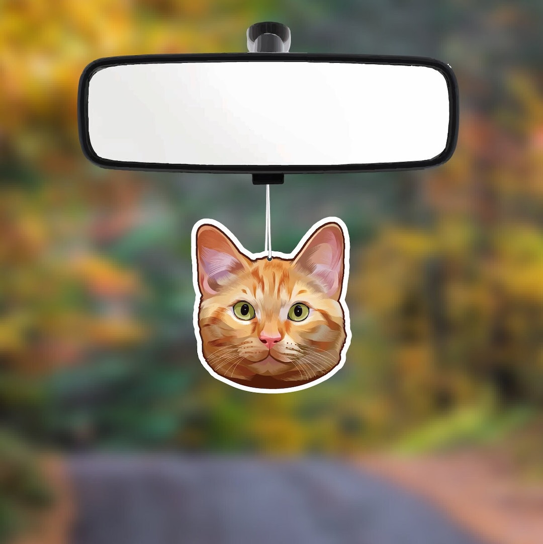 Cat Car Air Freshener, Ginger Tabby Cat, Rear View Mirror Accessory ...