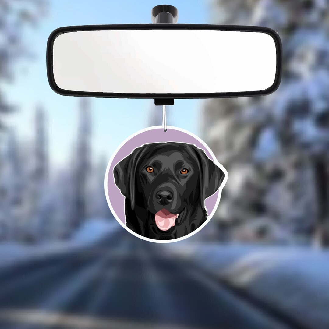 Black Lab Dog Car Air Freshener, Black Labrador, Rear View Mirror ...