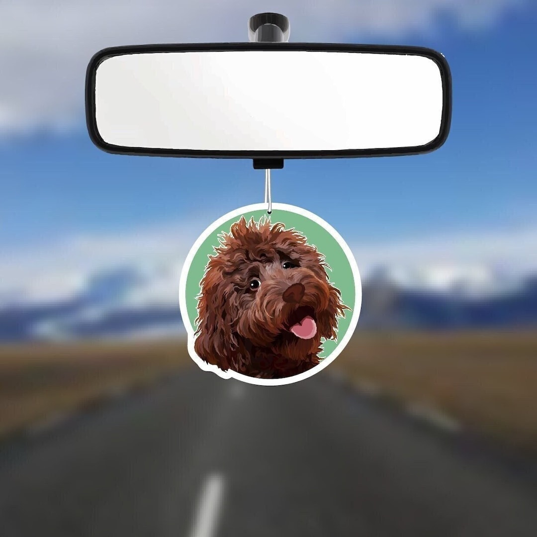 Labradoodle Dog Car Air Freshener, Chocolate, Rear View Mirror ...