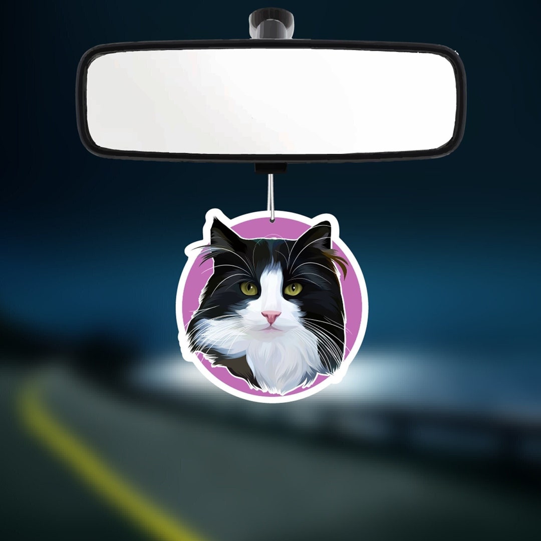 Cat Car Air Freshener, Tuxedo Cat, Rear View Mirror Accessory, Cute ...