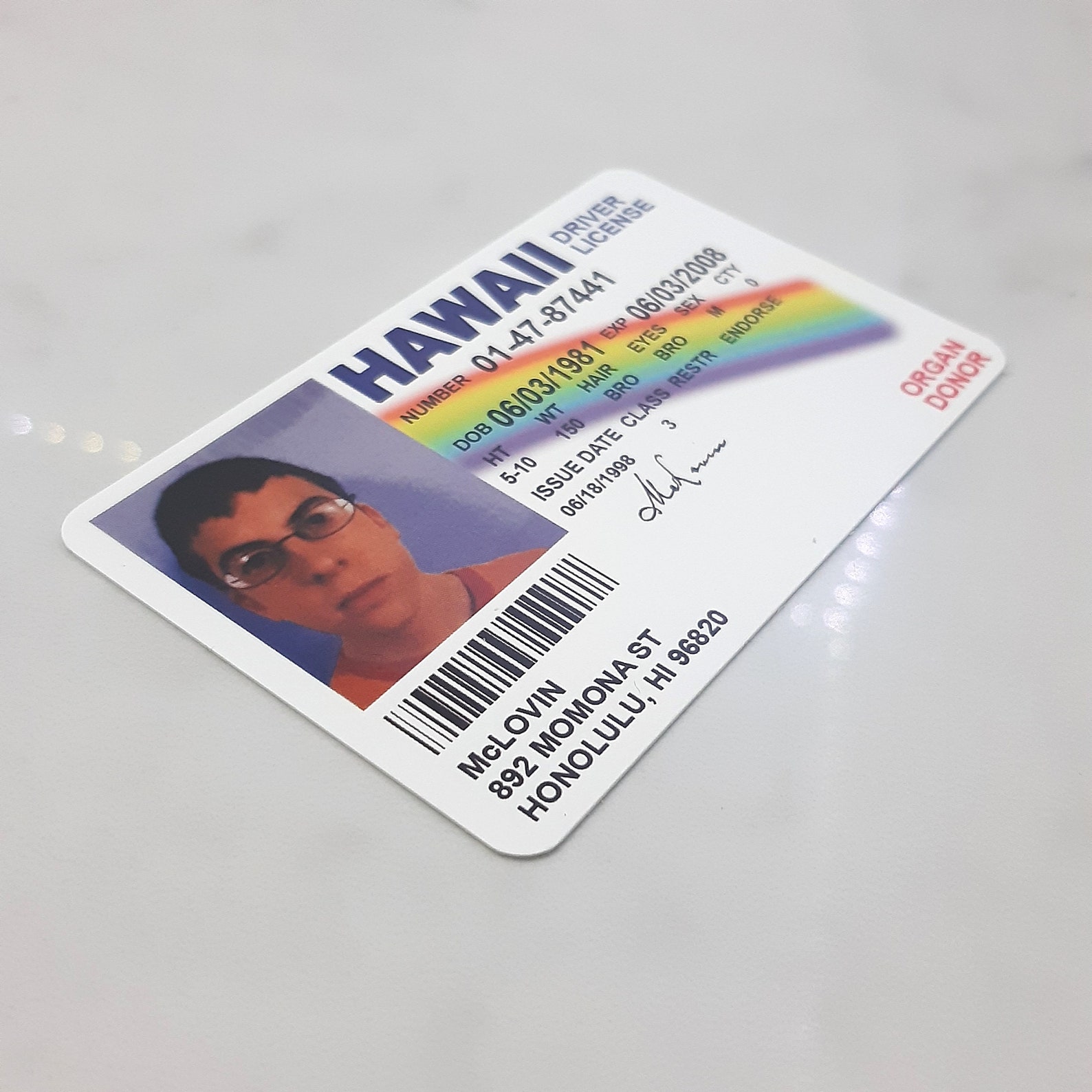 Mclovin ID Card License Superbad, Fogell, Christopher Mintz-plasse Card ...