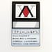 Hunter Card X License Manga Anime - Card Stock - Etsy