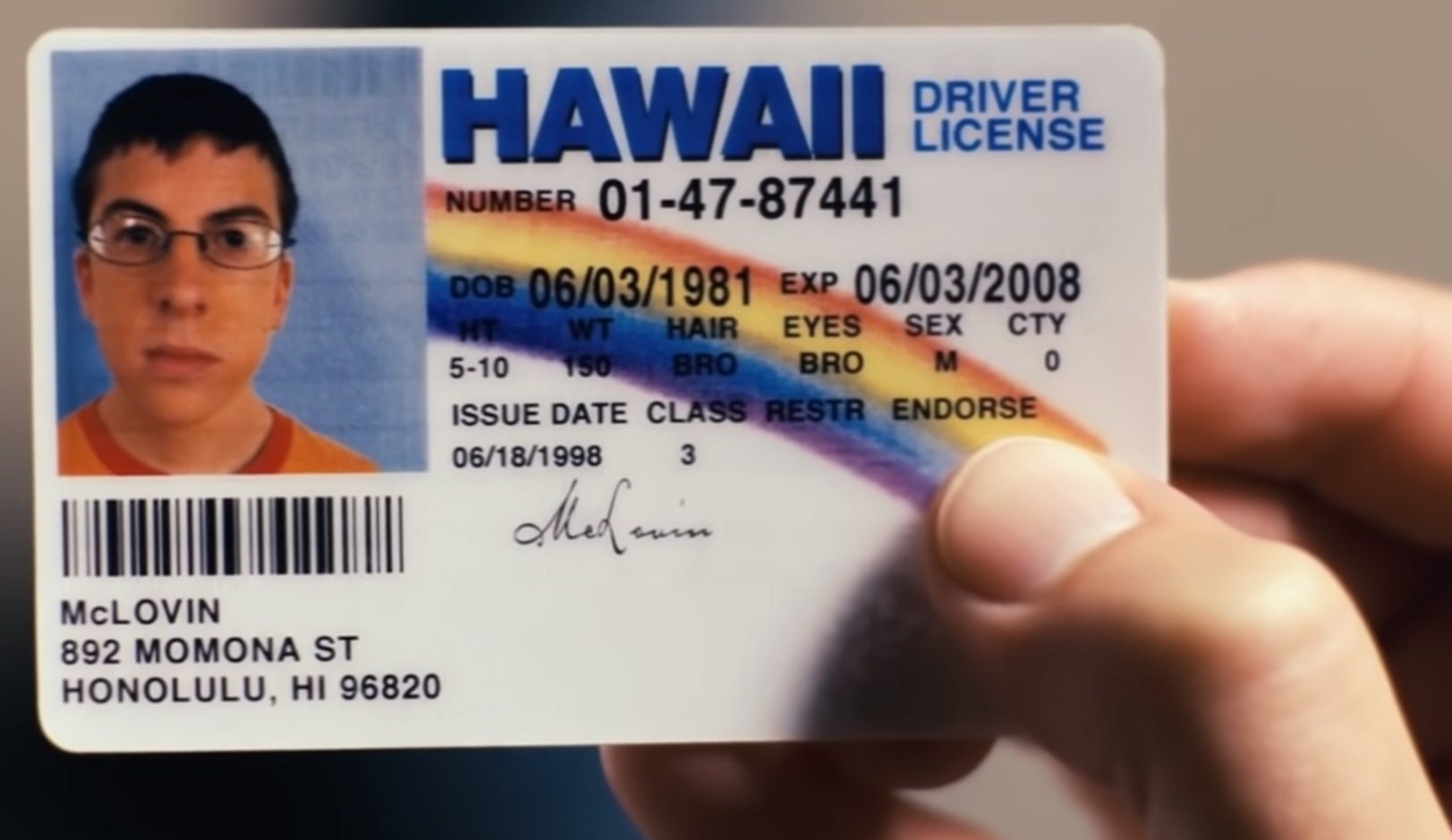 Tarjeta de identificación McLovin - Superbad, Fogell, Christopher Mintz ...
