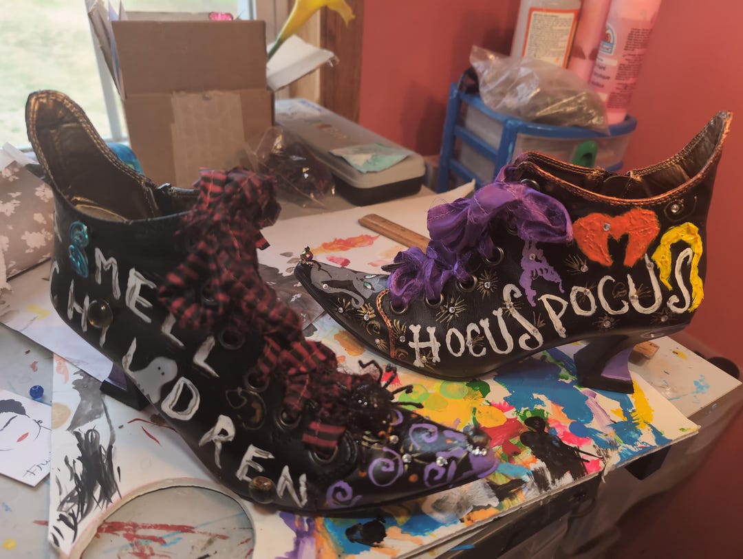 Hand Painted Hocus Pocus Witch Boots Size 7 - Etsy