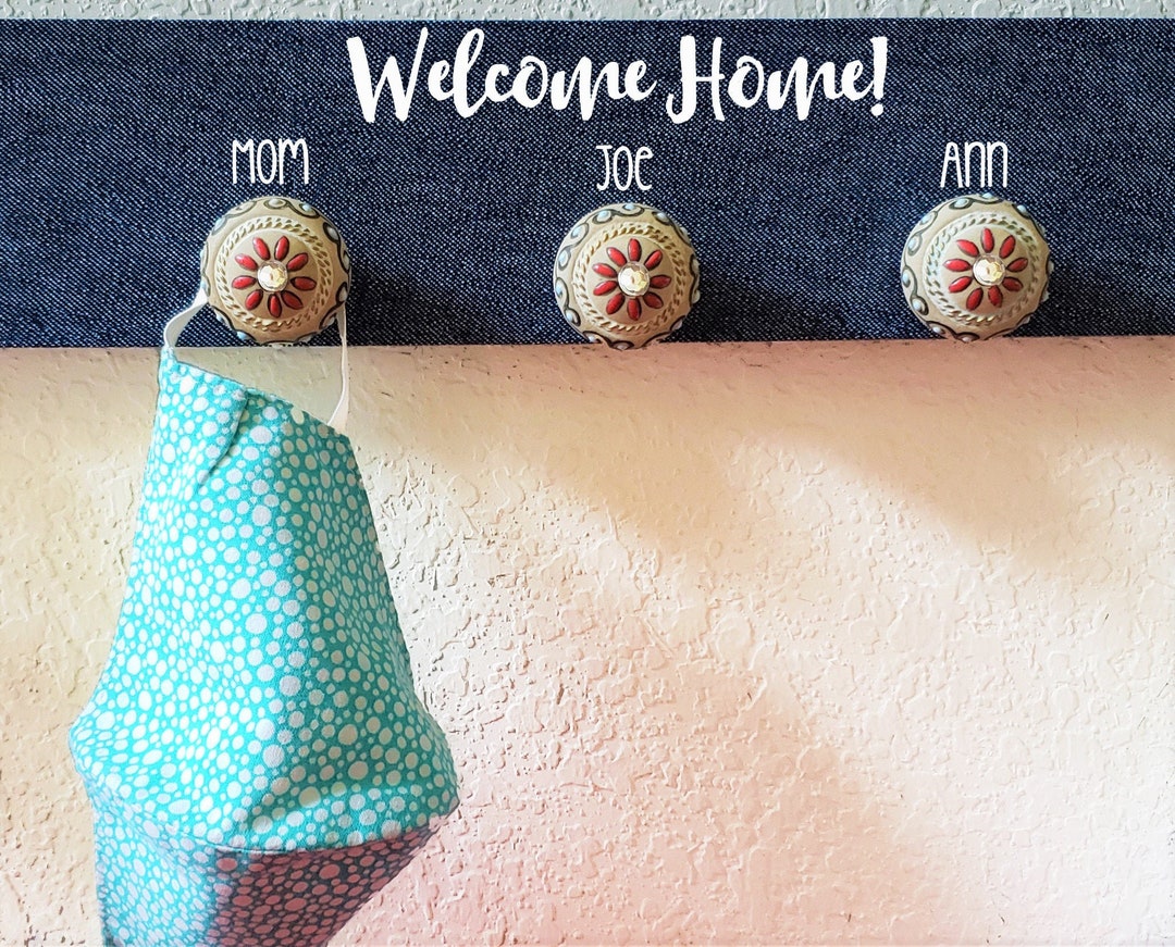 Face Mask Hanger/holder Hangup - Denim + Flowers - Etsy