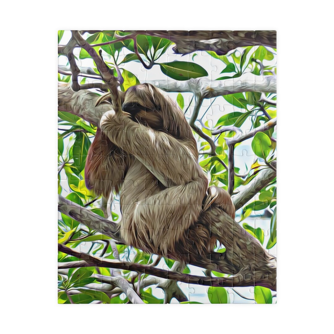 Sloth Jigsaw Puzzle Available in 4 Sizes (110, 250, 500 or 1000 Piece ...