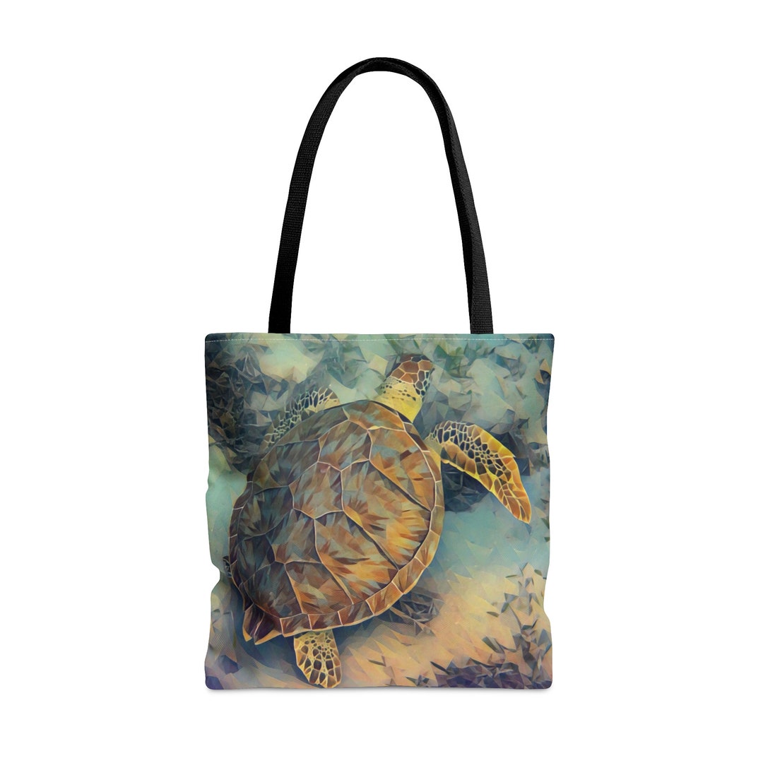 Sea Turtle Tote Bag in Three Versatile Sizes, Sea Turtle Mosaic Style ...