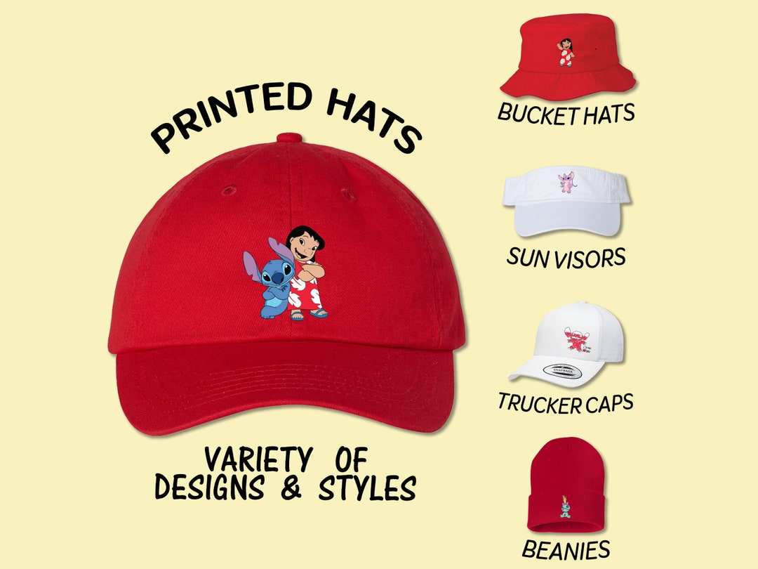 Lilo and Stitch Hat | Full Color Printed Hat | Trucker Hat | Bucket Hat ...