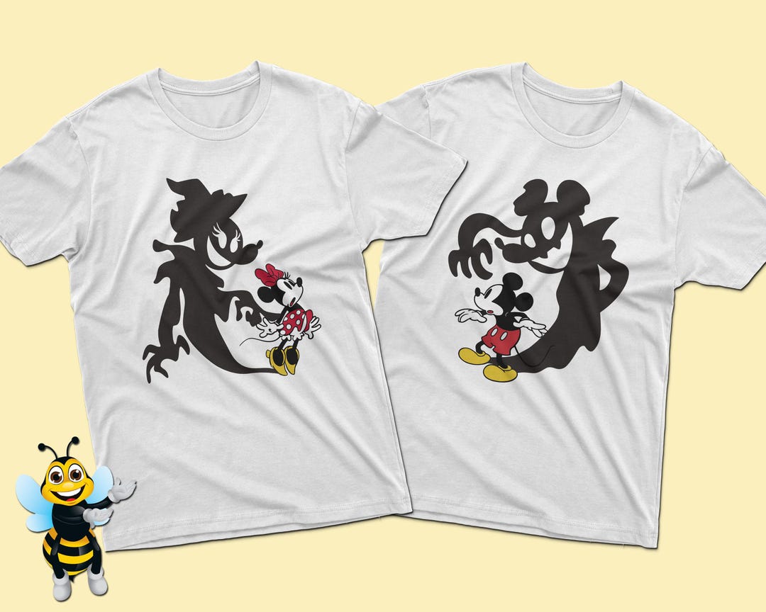 Halloween Mickey and Minnie Mouse Scary Shadow T-shirts - Etsy
