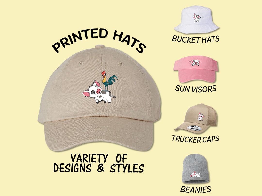 Moana Little Pig Pua Hat | Pua Full Color Printed Hat | Pua Bucket Hat ...