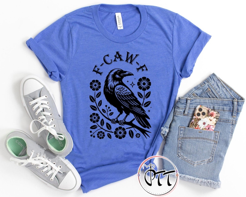 Funny Crow Shirt, F-caw-f T Shirt, Black Gothic Crow Shirt, Raven Lover ...