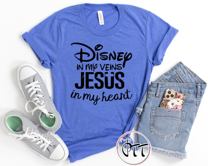 Disney Womens Shirts, Disney in My Veins Jesus in My Heart Shirt ...