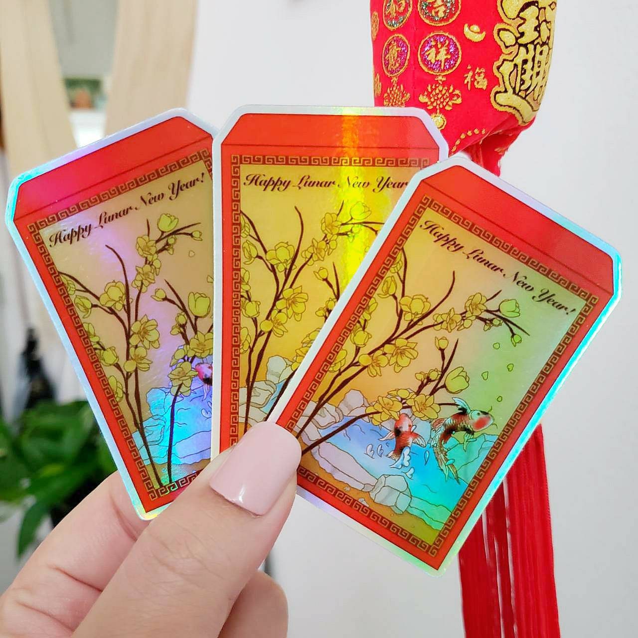 Lucky Red Envelope Holographic Sticker Lunar New Year | Etsy