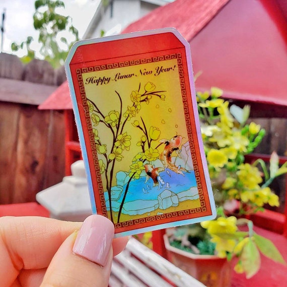 Lucky Red Envelope Holographic Sticker Lunar New Year - Etsy