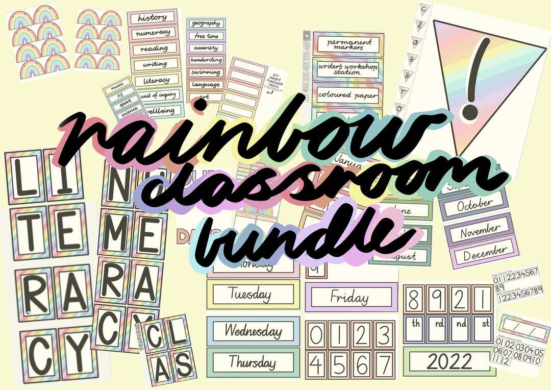 Pastel Rainbow Classroom Decor Bundle - Etsy