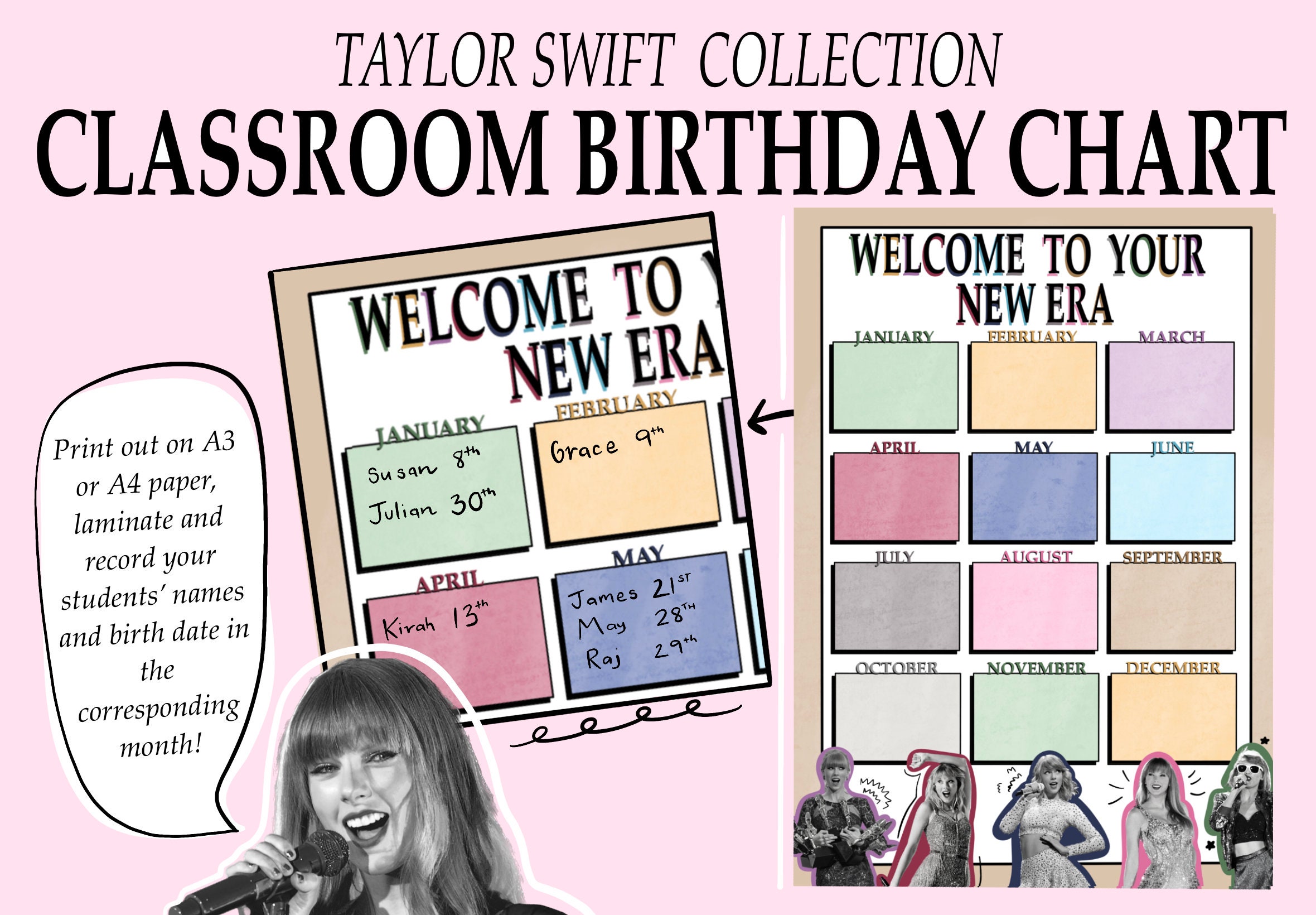 Taylor Swift Inspired Classroom Birthday Chart - Etsy