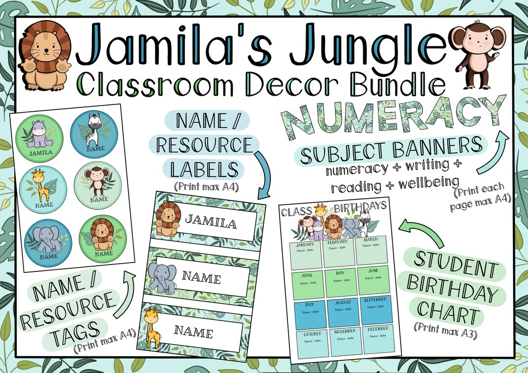 Jamila’s Jungle Classroom Decor Bundle- Jungle Themed Classroom Decor ...