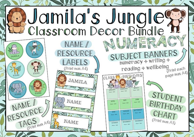 Jamila’s Jungle Classroom Decor Bundle- Jungle Themed Classroom Decor ...