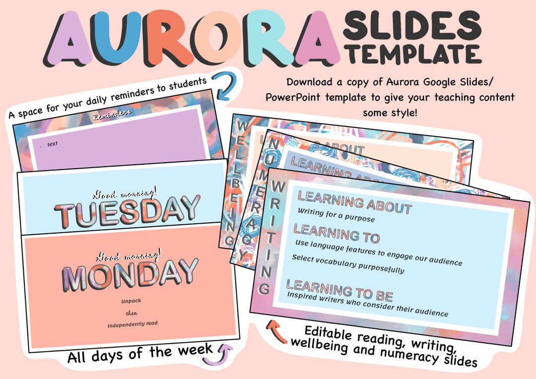 Aurora- Colourful, Watercolour Google Slides/ Powerpoint Teacher ...