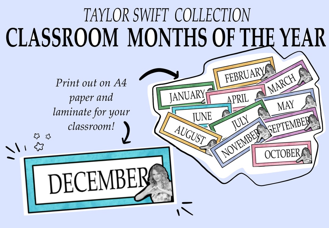 Taylor Swift Inspired Classroom Months of the Year Printable - Etsy