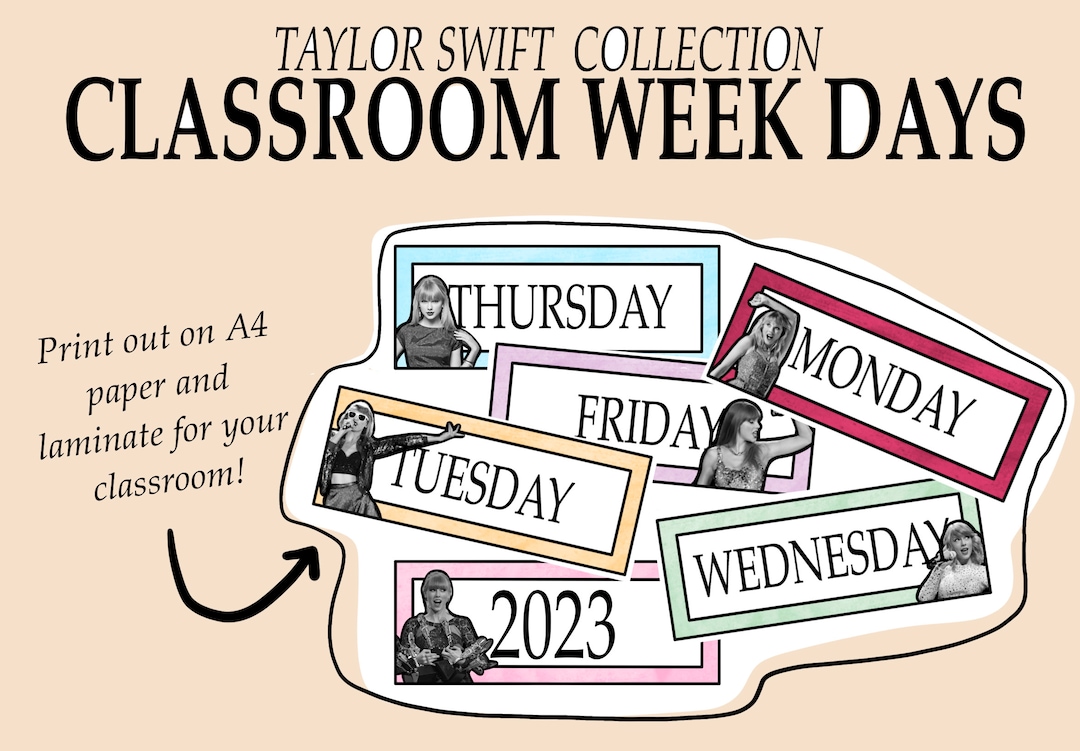 Taylor Swift Inspired Classroom Days of the Week Display - Etsy
