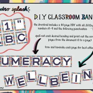 DIY Classroom Subject Headings Banners Full Alphabet, Numbers and ...