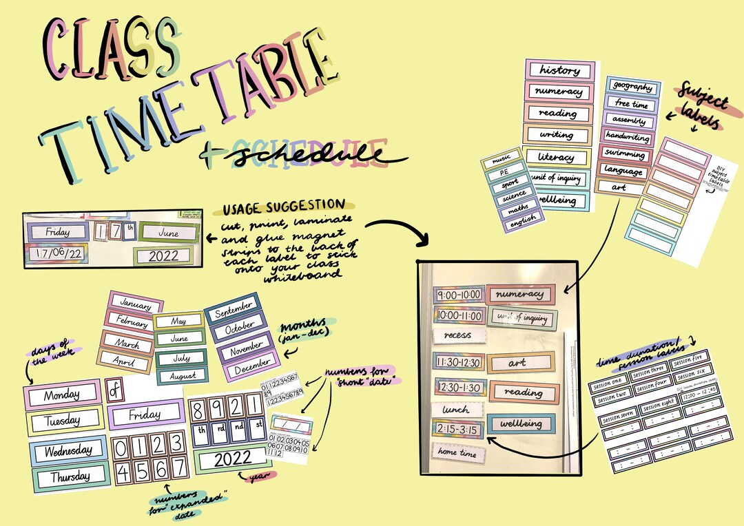 Pastel Rainbow Visual Timetable Schedule - Etsy