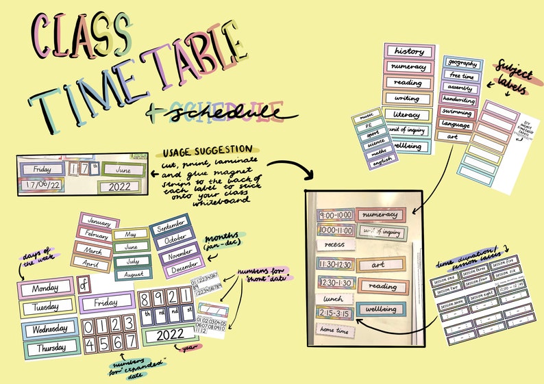 Pastel Rainbow Visual Timetable Schedule - Etsy