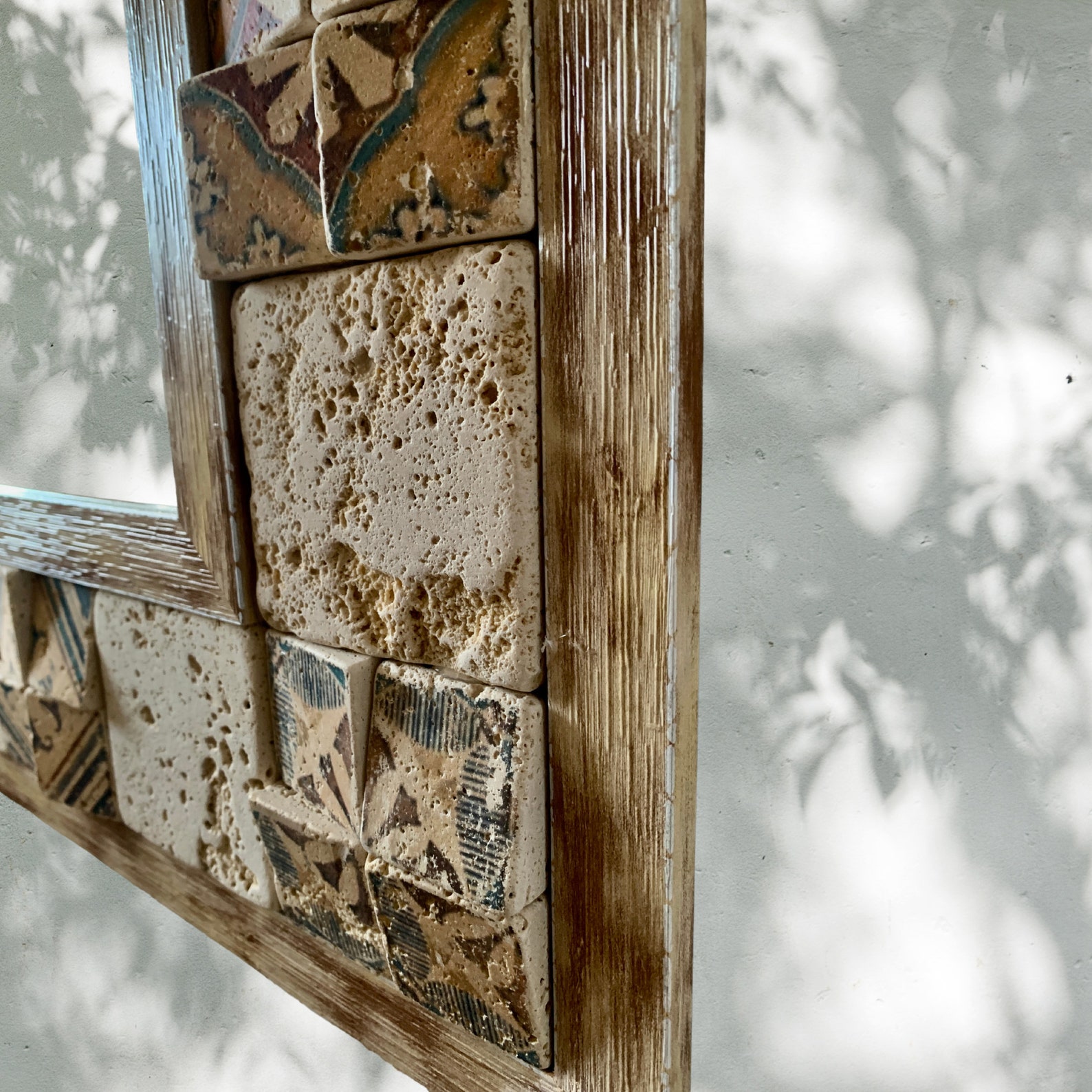 Handmade Boho Travertine Mirror, Natural Stone Wall Decor, Customizable ...