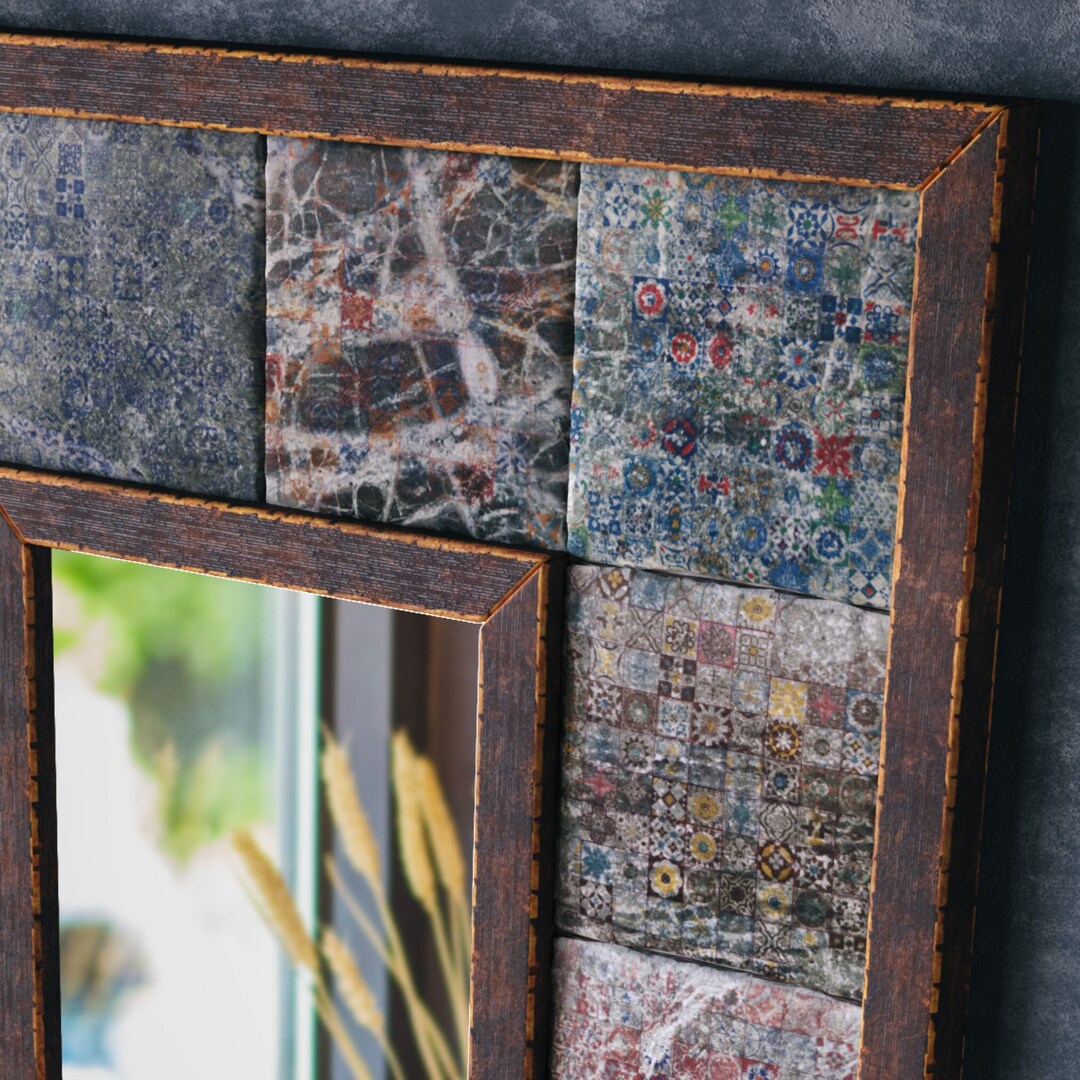 Travertine Tile Mirrors for Wall, Powder Room Decor, Unique Wedding ...