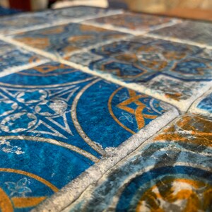 Vintage Serving Table Blue Tile Table Turkish Tile Table Moroccan Style ...
